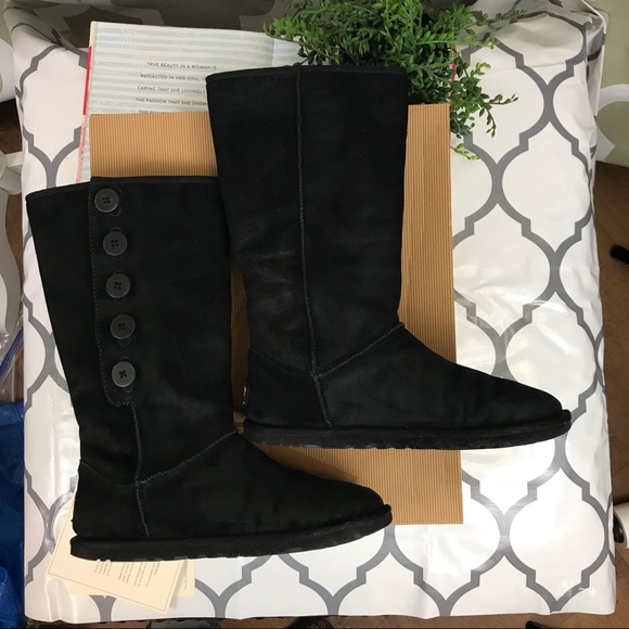 UGG | Shoes | Ugg Australia Lo Pro Button Boots In Black Suede | Poshmark